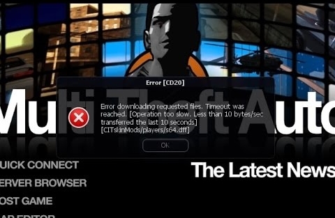 Как устранить ошибку CD20 в Multi Theft Auto?