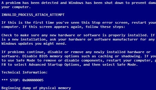 Исправляем ошибку: cиний экран смерти с кодом 0x00000005: INVALID ...