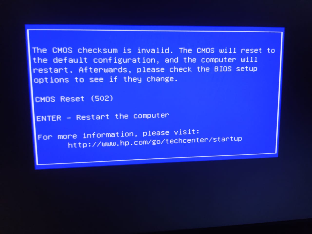 CMOS checksum is invalid при загрузке ноутбука/ПК от HP CMOS checksum is invalid при загрузке ноутбука/ПК от HP